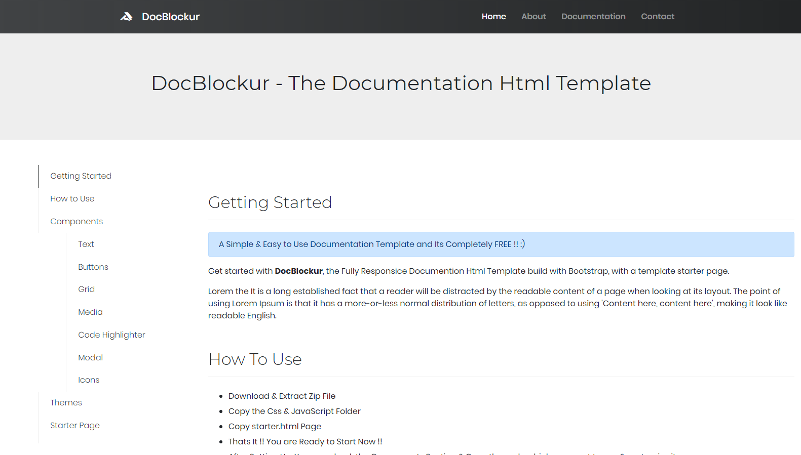 DocBlockur - Documentation Bootstrap Template