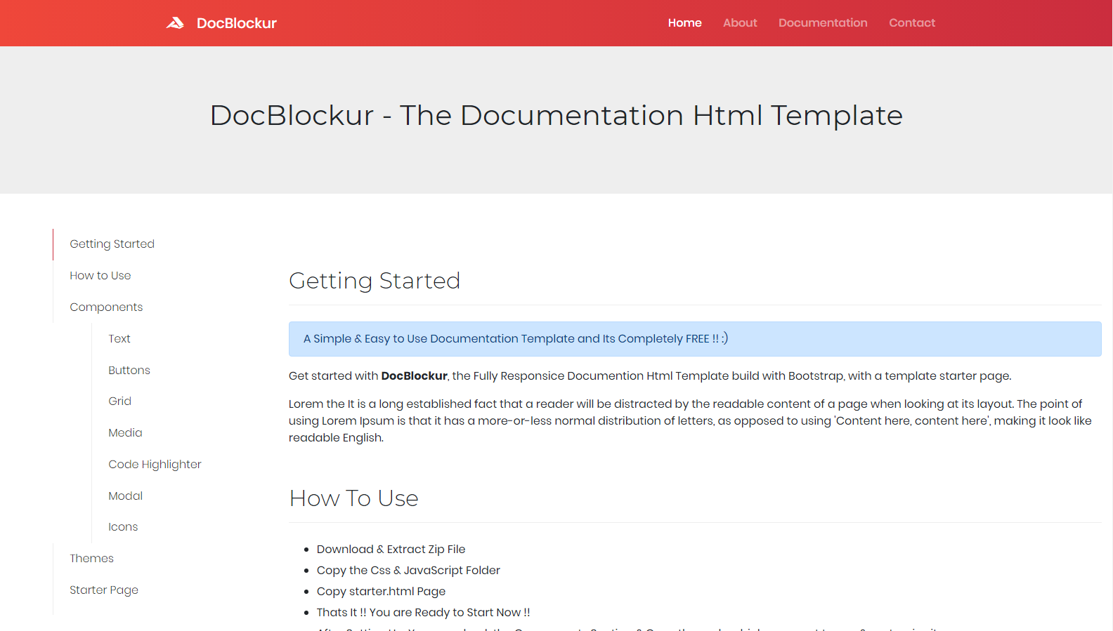 DocBlockur - Documentation Bootstrap Template
